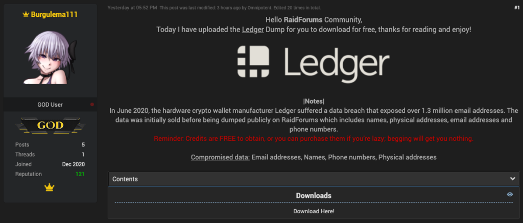 The Ledger Data Leak: Mirrors and a Post Mortem — anons Canada